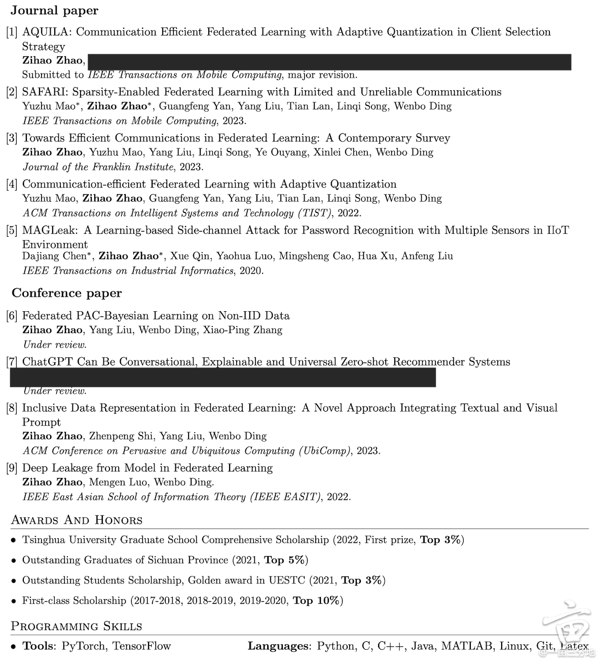 24 fall 北美 cs phd 申请cv 求狠批！听劝|一亩三分地研究生申请版