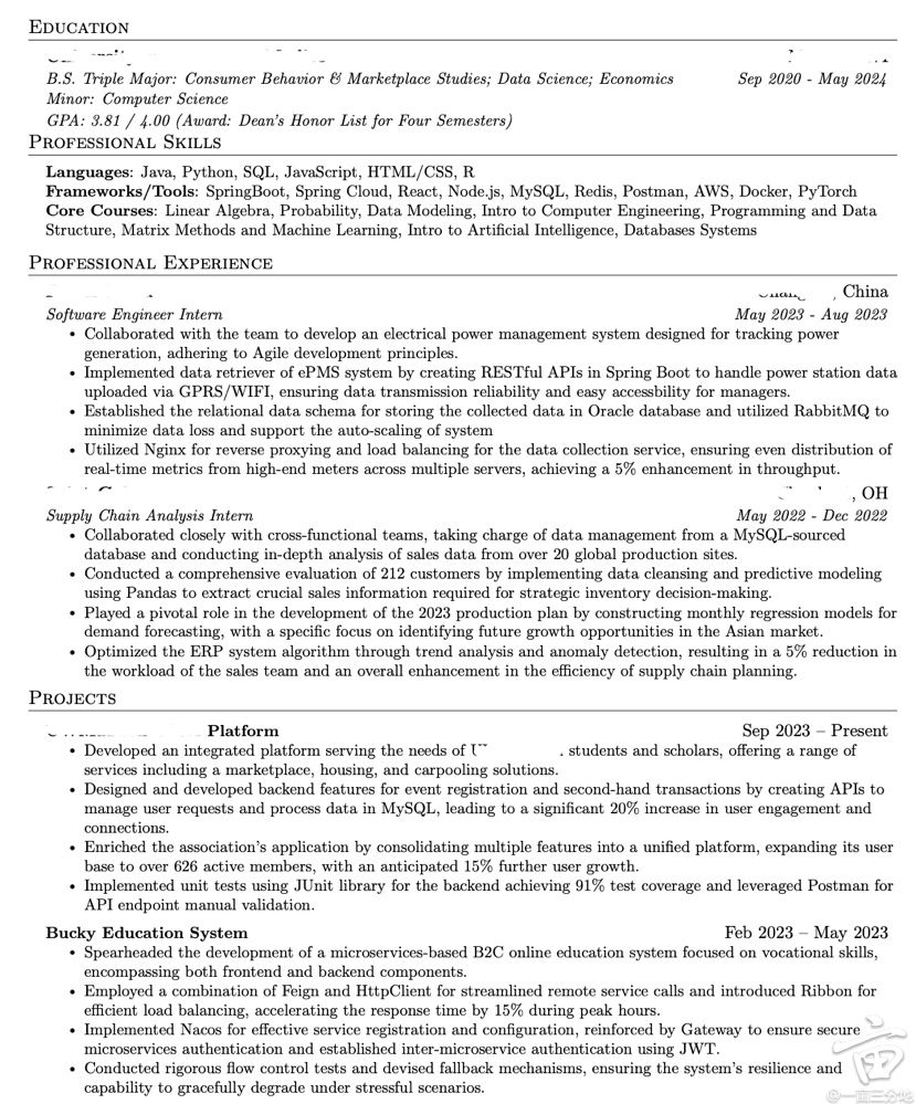 24fall 最终版CV建议，加米～ | Instant留学论坛 | 一亩三分地留学网 | Instant留学论坛 | 一亩三分地留学网